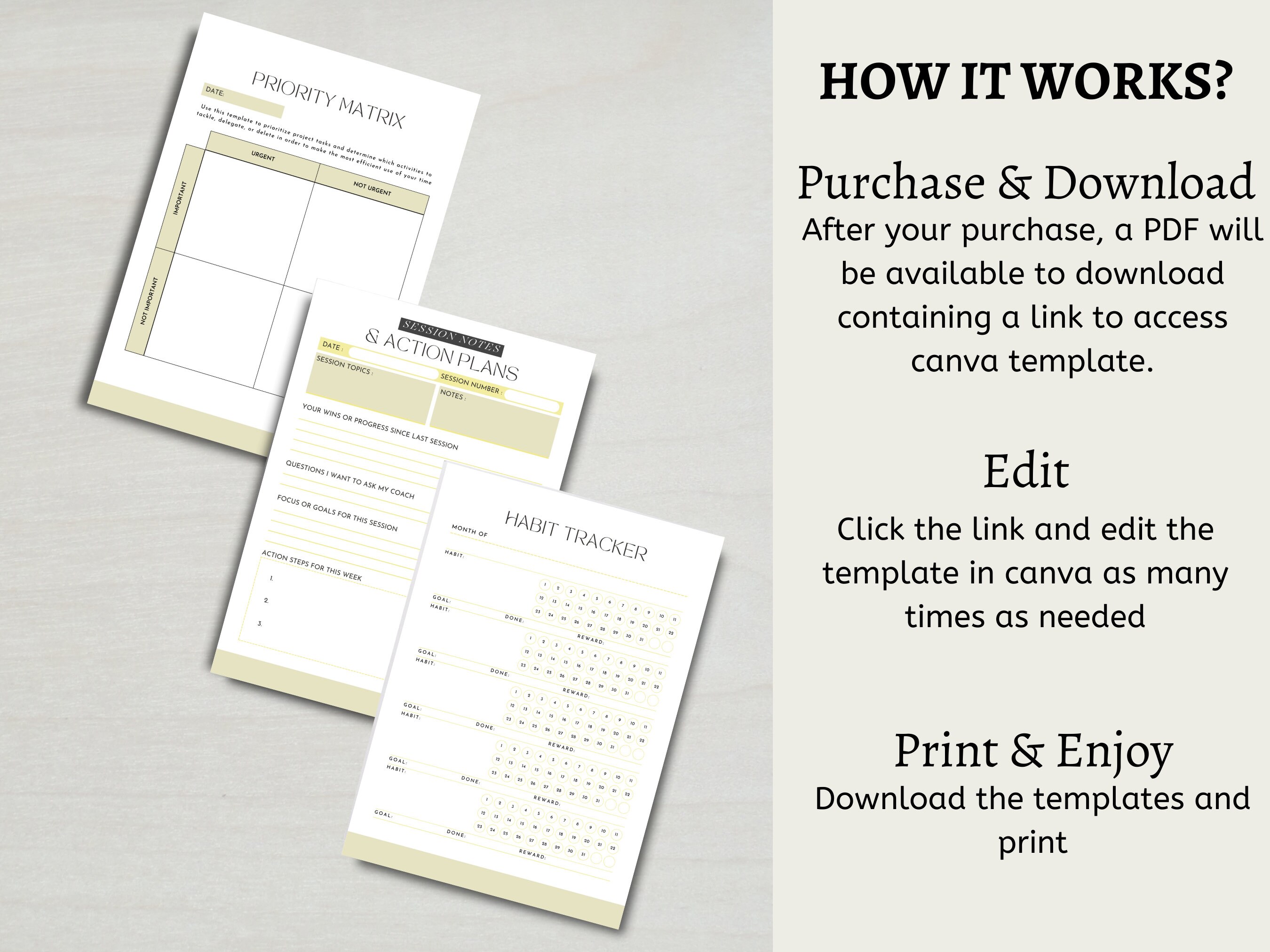 Coaching Session Worksheet Coach Form Planner Client Form Action Plan ...