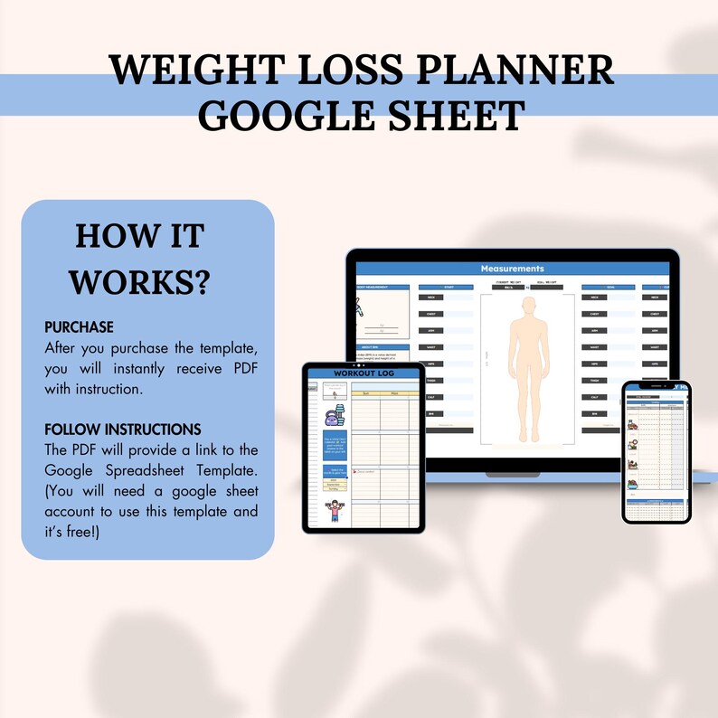 Weight Loss Tracker Spreadsheet for Google Sheets, Weight Loss Planner ...