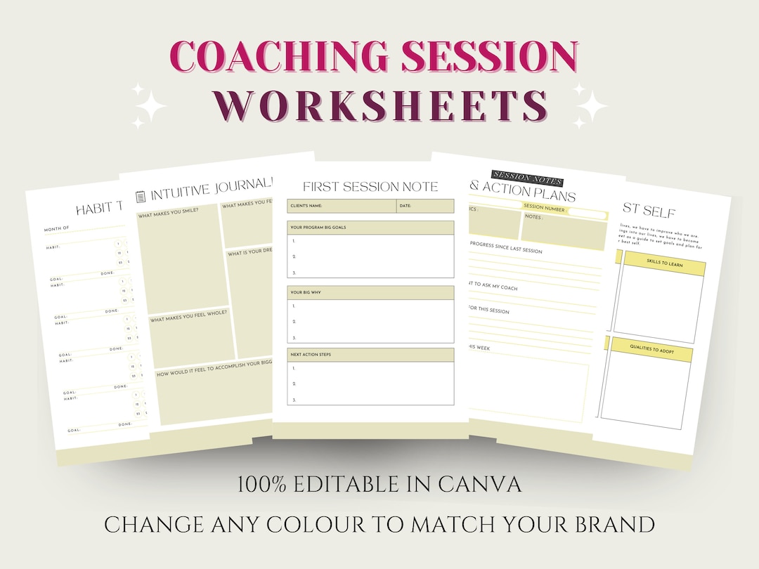 Coaching Session Worksheet Coach Form Planner Client Form Action Plan ...