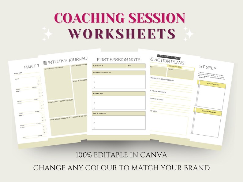 Coaching Session Worksheet Coach Form Planner Client Form Action Plan ...