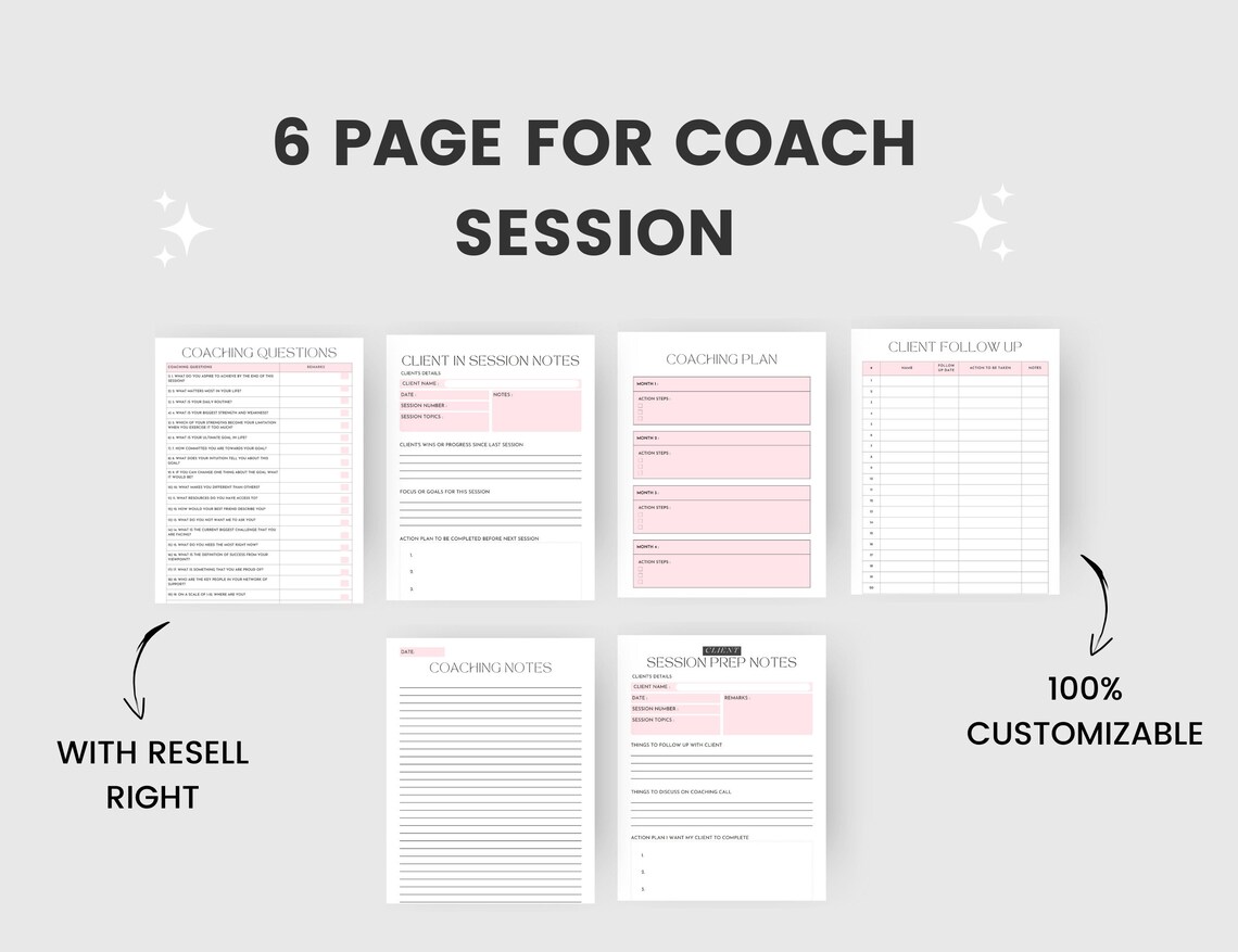 Coaching Session Worksheet, Coaching Program Worksheet, Coaching ...