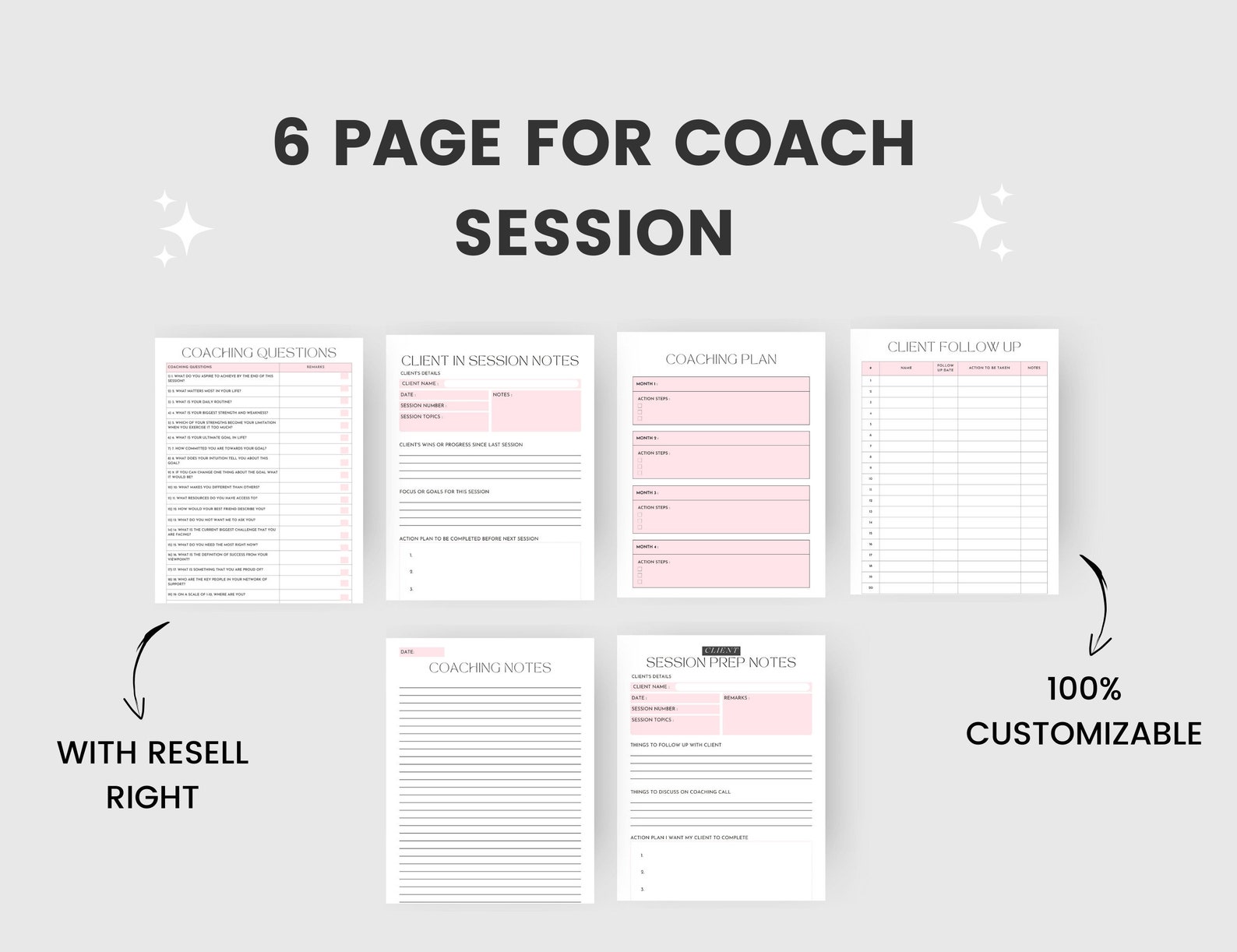 Coaching Session Worksheet, Coaching Program Worksheet, Coaching ...