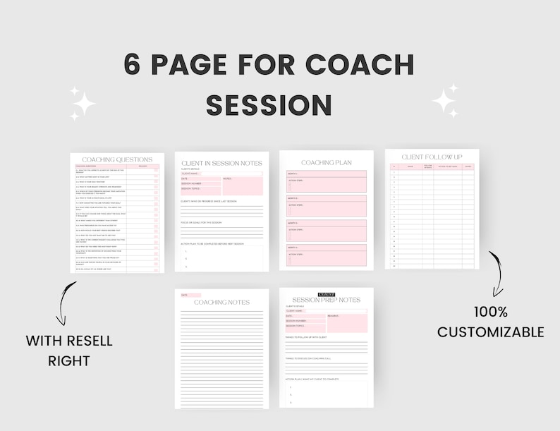 Coaching Session Worksheet, Coaching Program Worksheet, Coaching ...