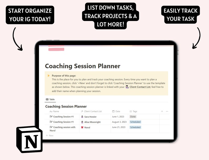 Notion Template Coaching Client Portal , Notion Coaching Program, Notion Client Tracker, Client ...