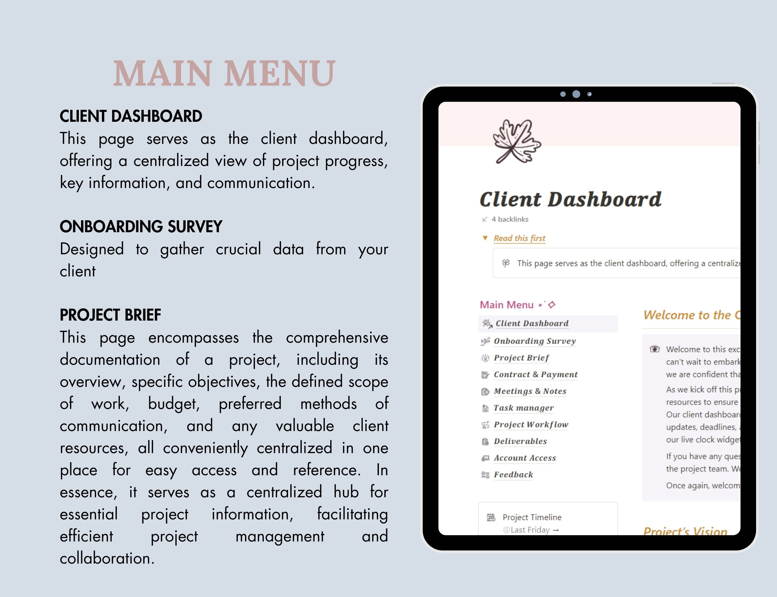 Notion Template Client Portal, Client Dashboard Project Tracker, Client ...