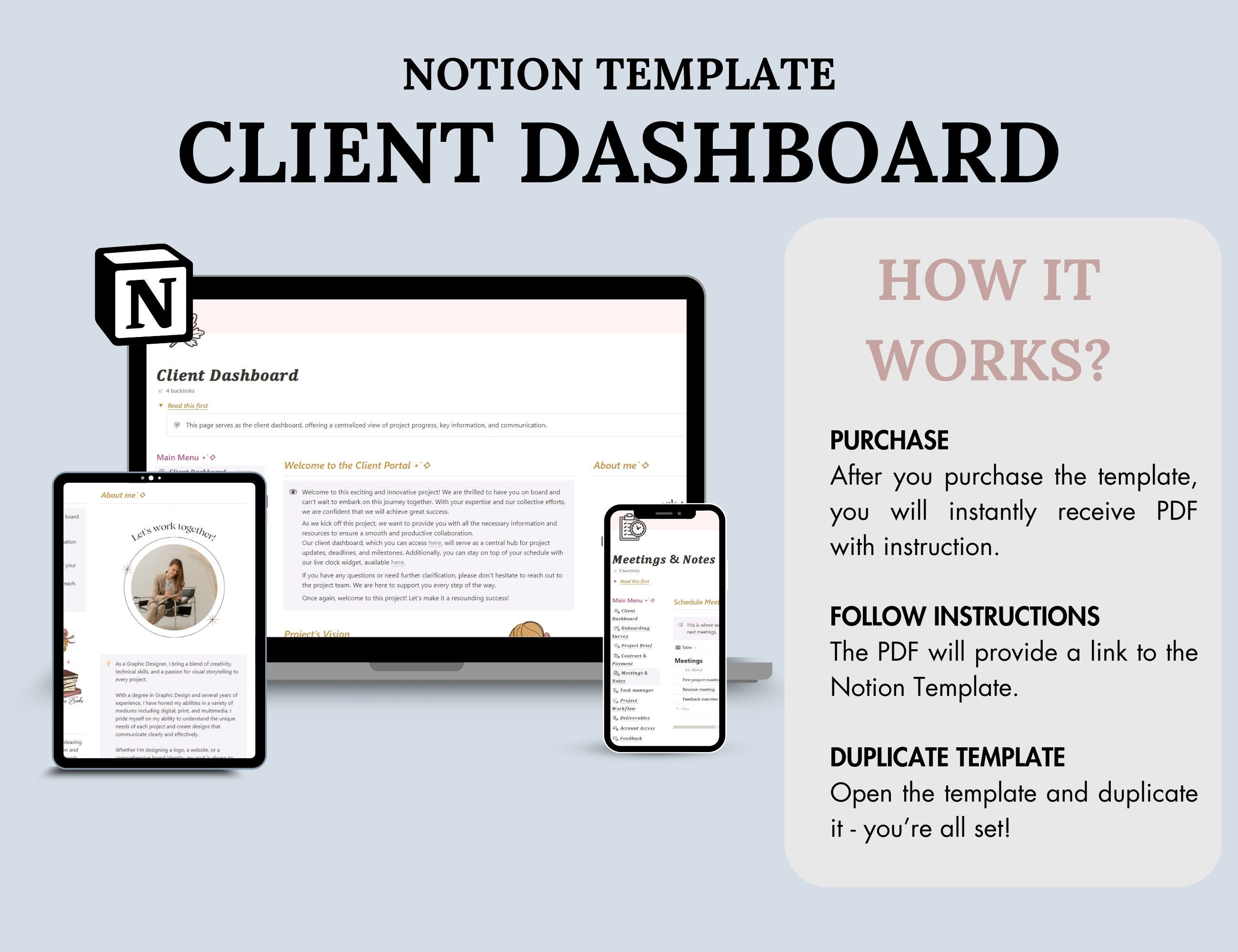 Notion Template Client Portal, Client Dashboard Project Tracker, Client ...