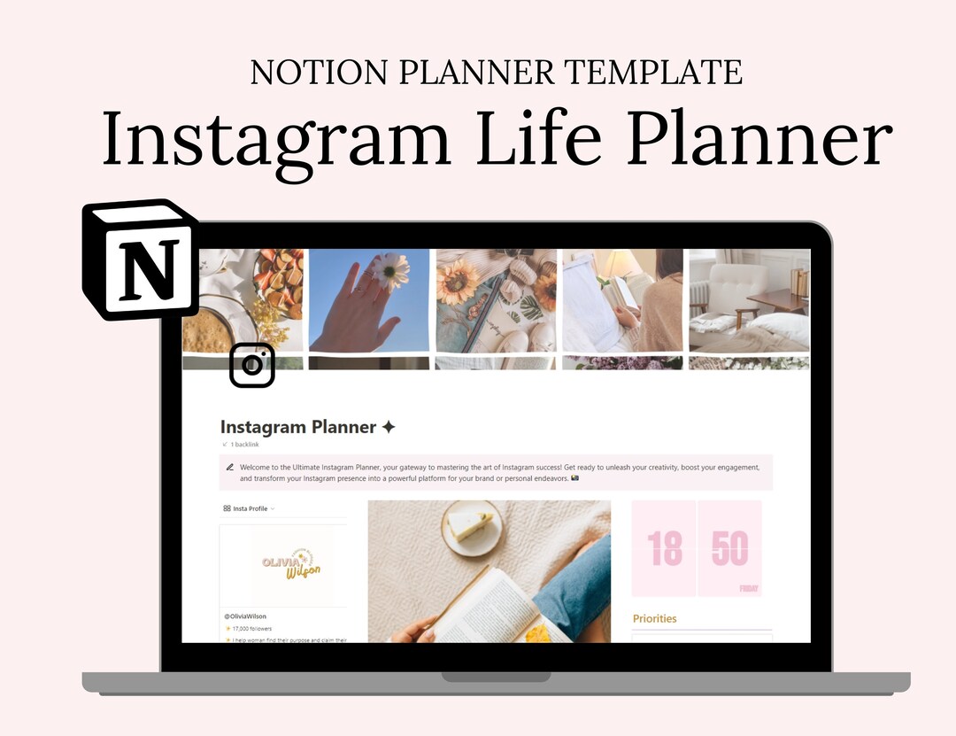 Notion Template Aesthetic Instagram Planner, Notion Planner, Notion ...