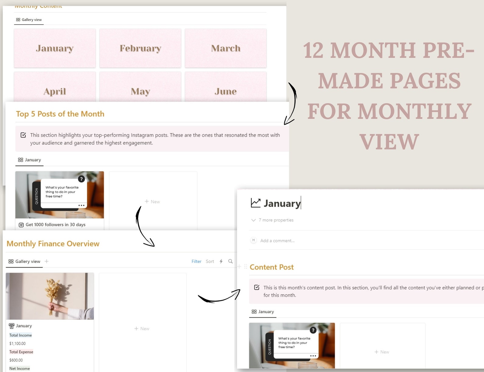 Notion Template Instagram Content Planner, Notion Planner, Instagram ...