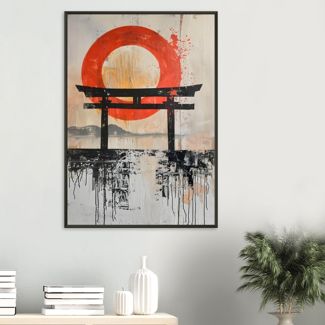 Japanese Shrine Entrance Wall Art, Japandi Style Poster Featuring a ...