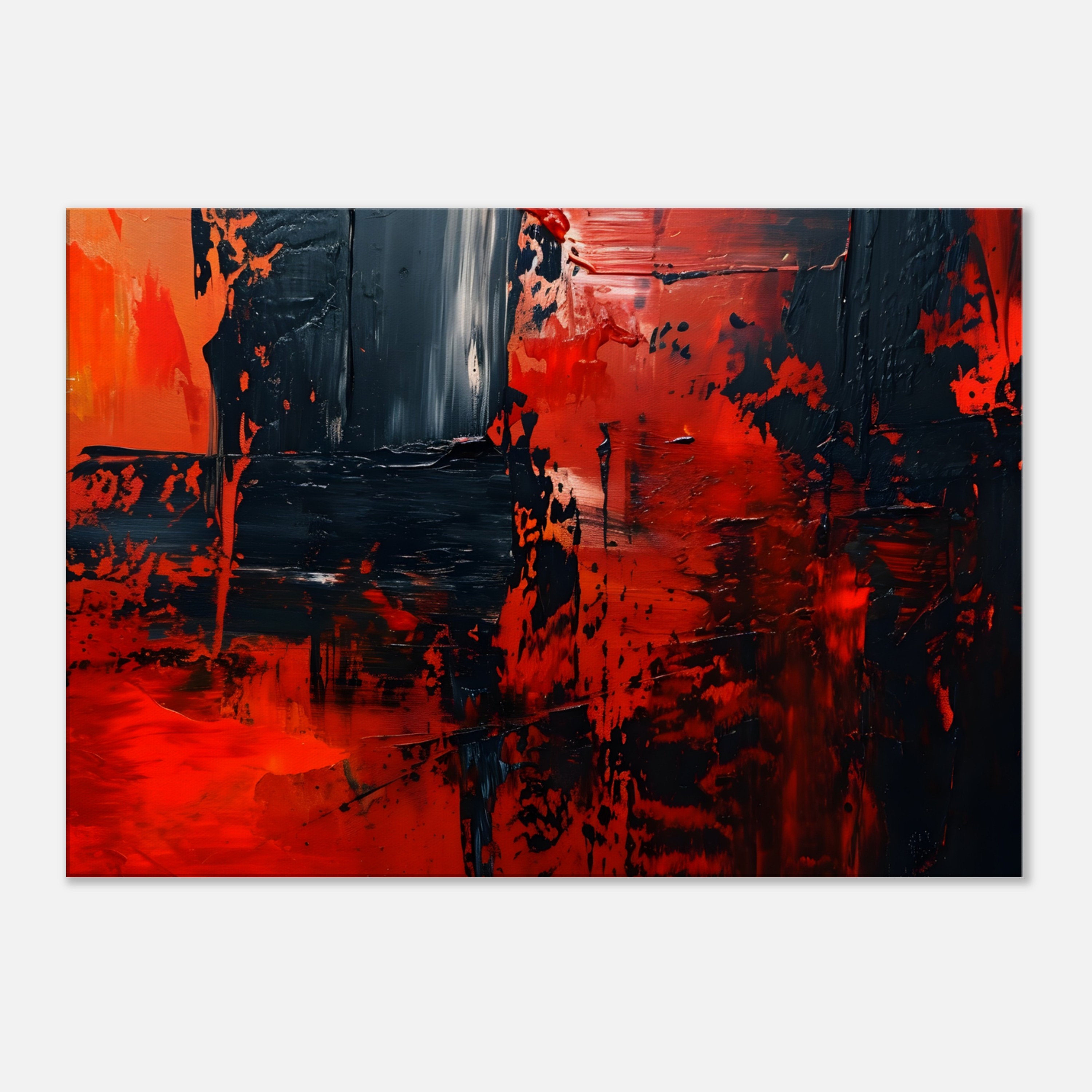 Red and Black Modern Abstract Art Canvas, Contemporary Wall Art for ...