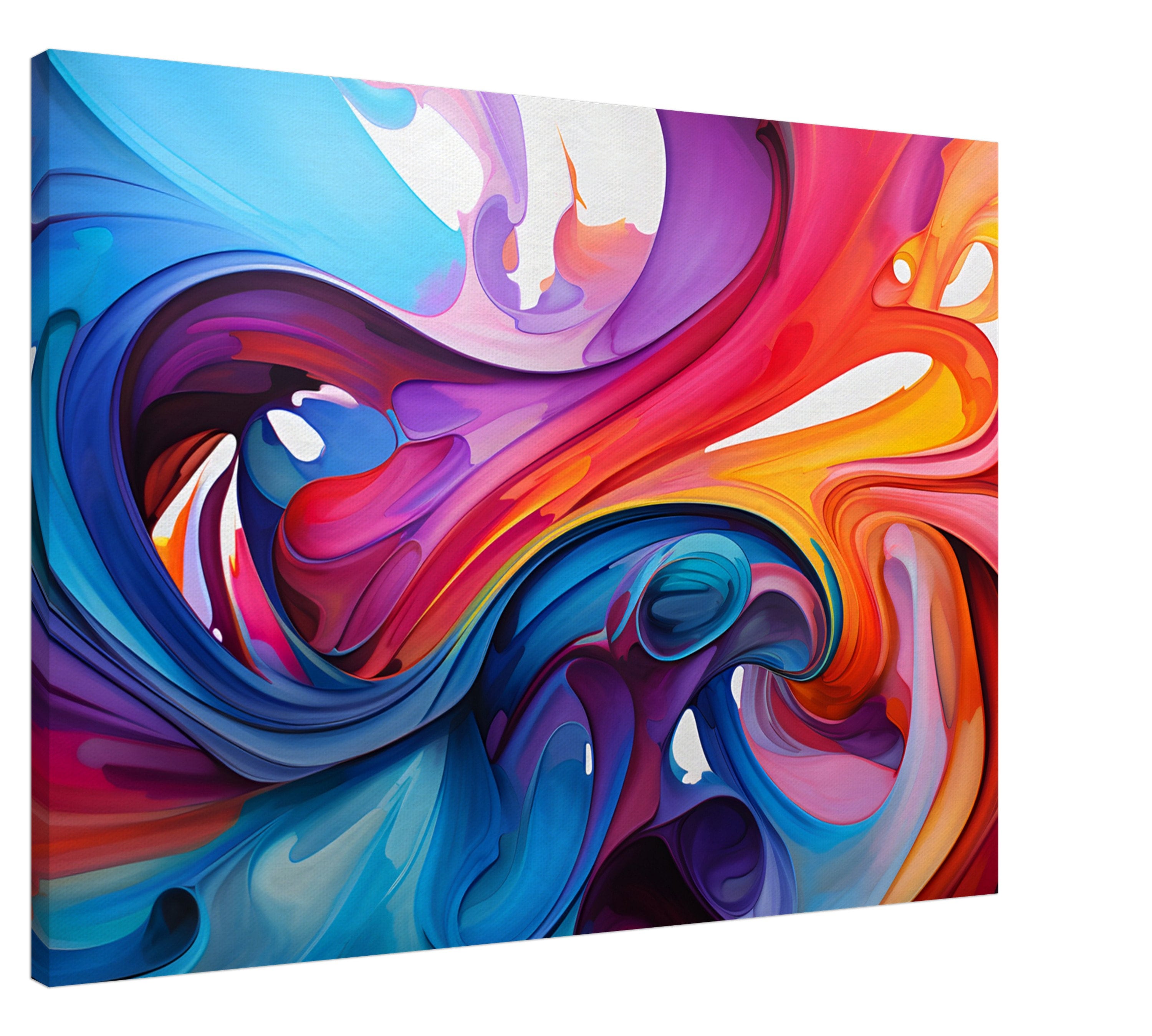 Abstract Wall Art Canvas, Colorful Modern Art, Vibrant Colors Colliding ...