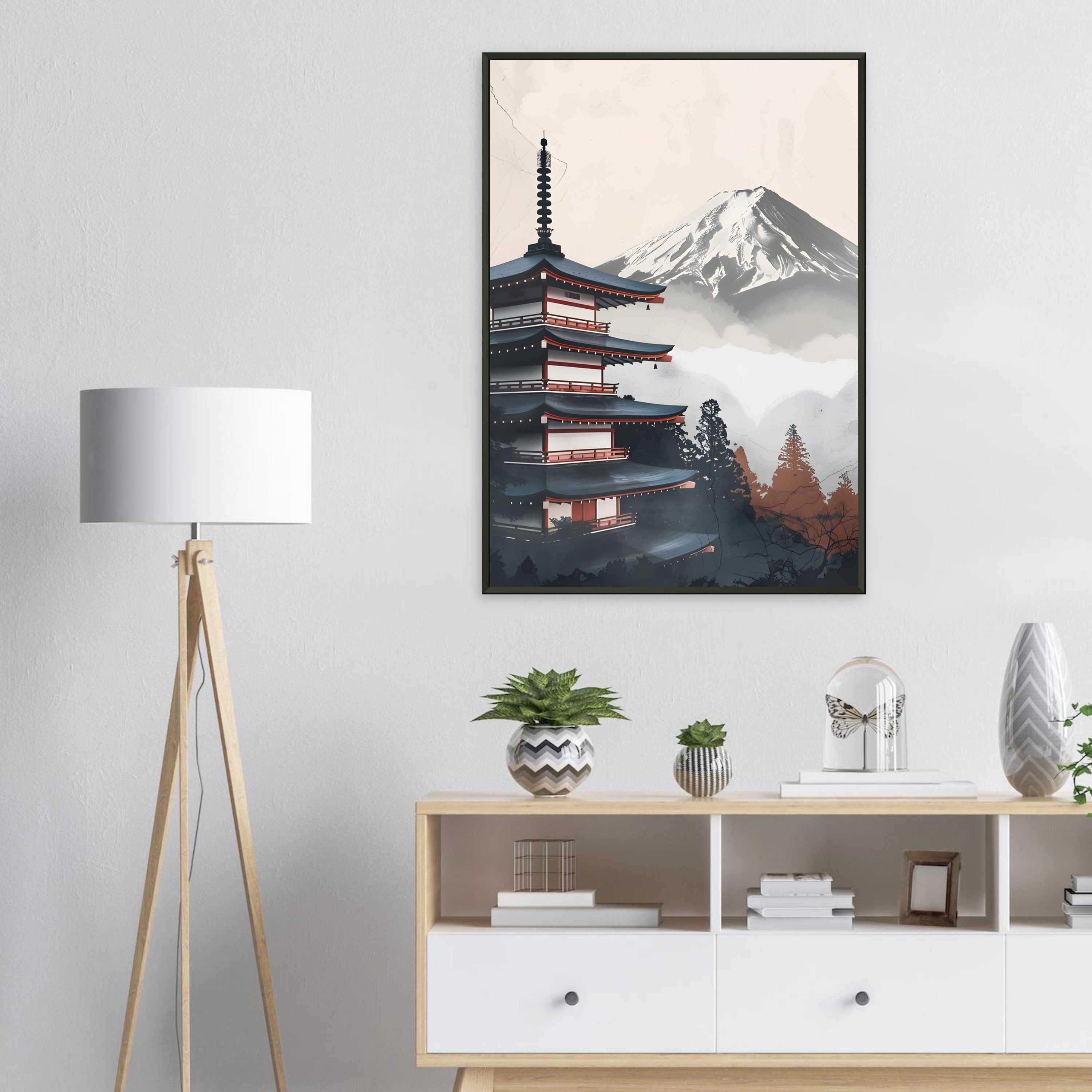 Japandi Pagoda Peace Japanese Art Poster, Tranquil Wall Art With ...