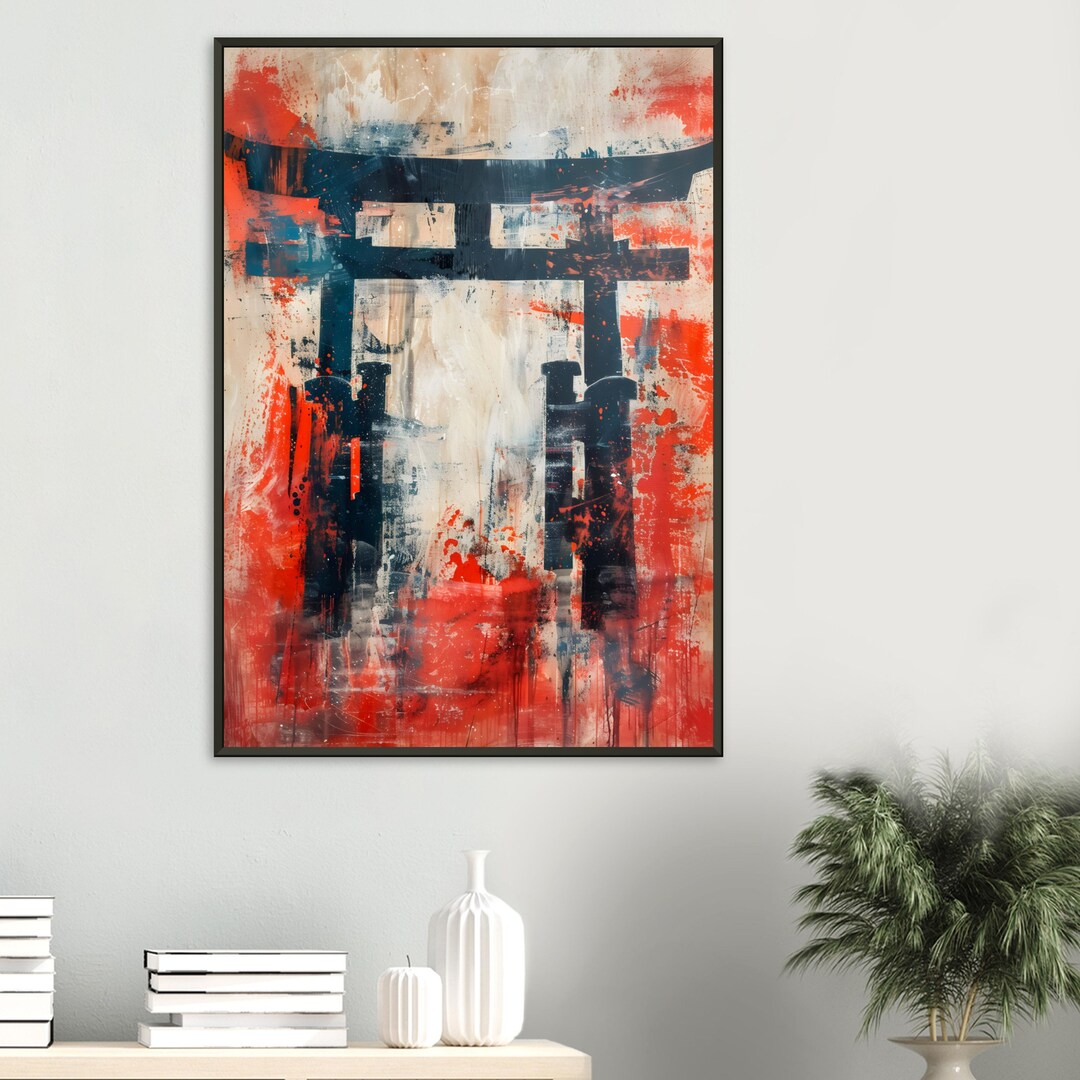 Abstract Torii Gate in Red Poster | Japandi-inspired Japanese Wall Art ...