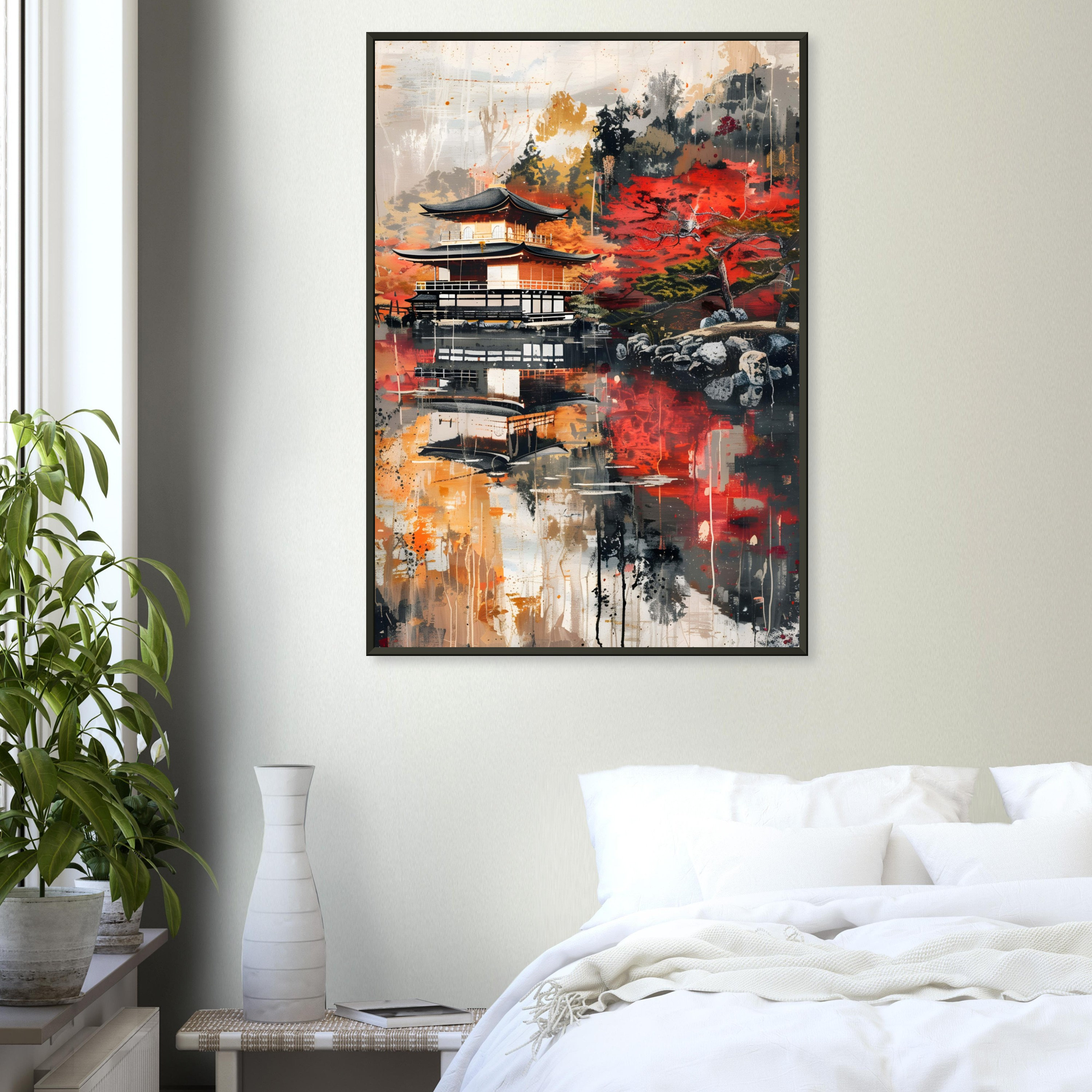 Abstract Japanese Temple Art Poster, Modern Zen Landscape Art, Japandi ...