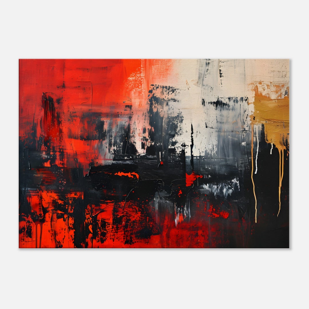 Red & Black Abstract Art Wall Art, Canvas Art, Elegant Home Decor ...