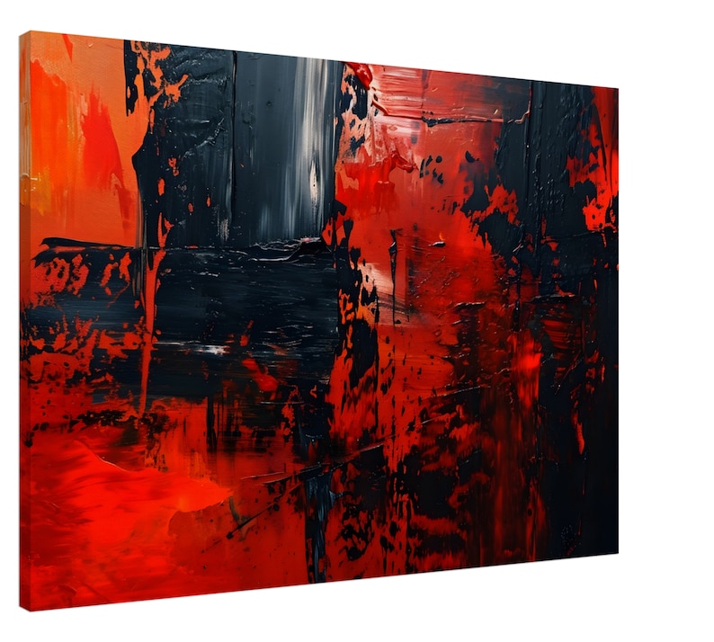 Red and Black Modern Abstract Art Canvas, Contemporary Wall Art for ...