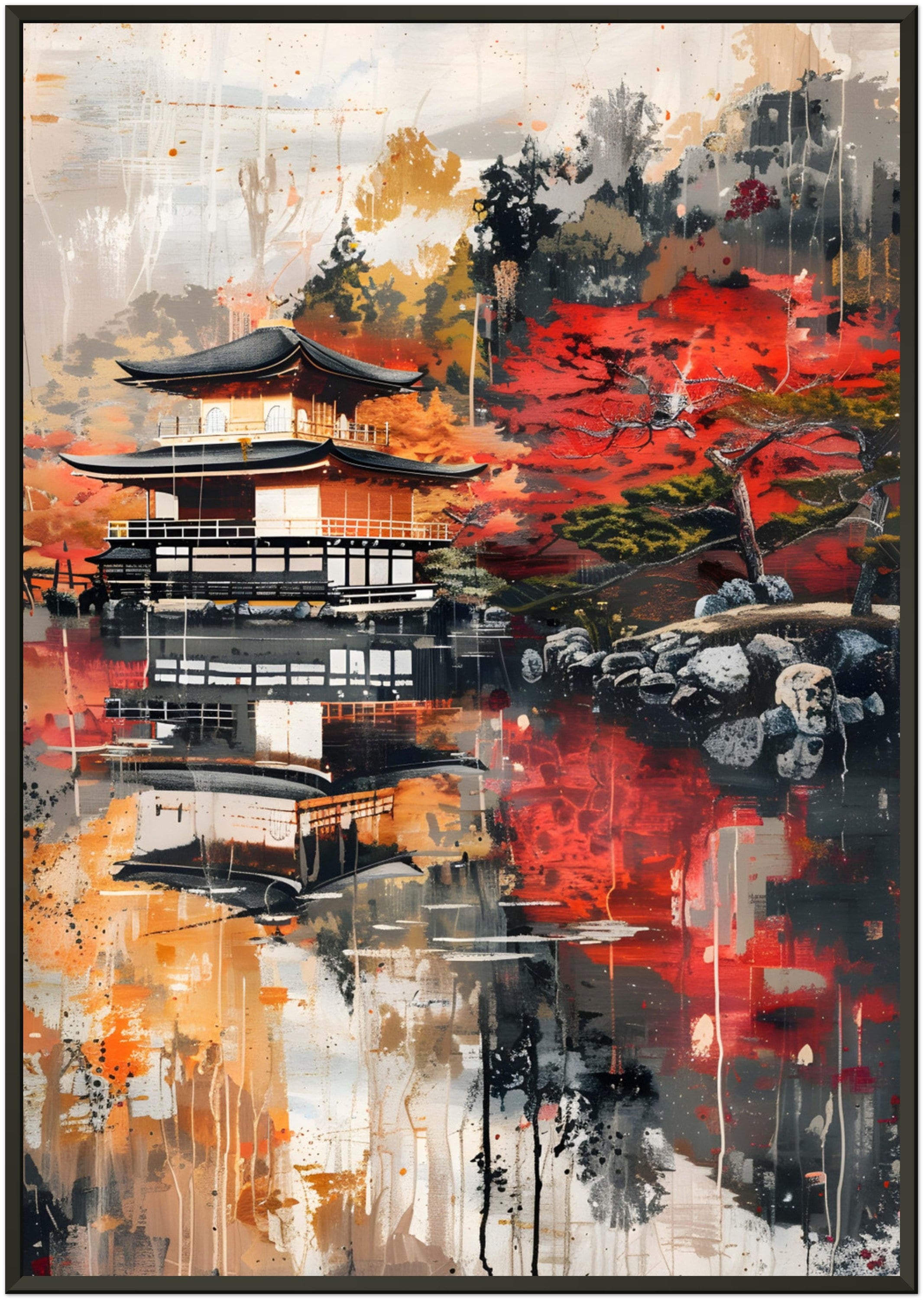Abstract Japanese Temple Art Poster, Modern Zen Landscape Art, Japandi ...