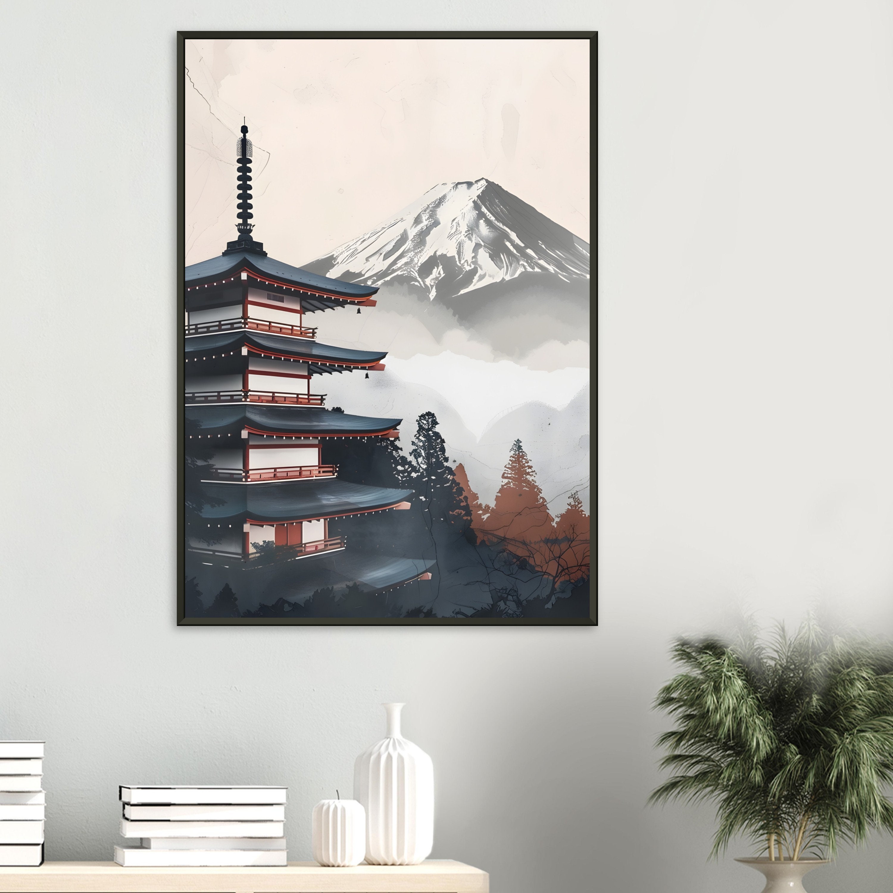 Japandi Pagoda Peace Japanese Art Poster, Tranquil Wall Art With ...