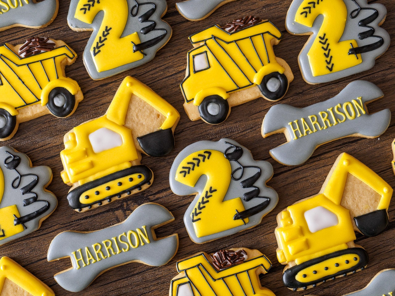 Construction Birthday Cookies Customizable Construction Theme Cookies ...