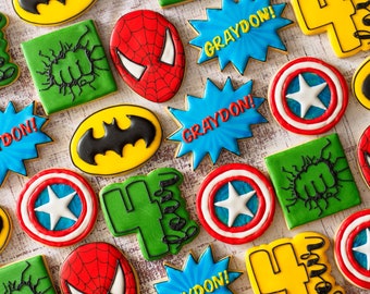 Avengers Superhero Sugar Cookies Set of 12 Heroic Delights - Etsy