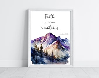 Digital Printable Bible Verse Faith Can Move Mountains - Etsy