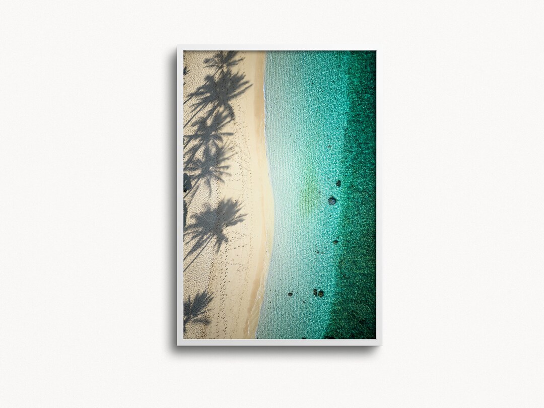 Beach Print Aerial View, Ocean Print, Palm Trees Prints, Coastal Prints ...