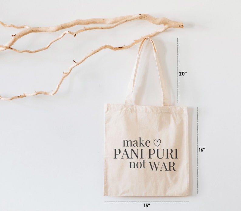 Make Pani Puri Not War Tote Bag, Desi Shopping Bag, Funny Indian ...