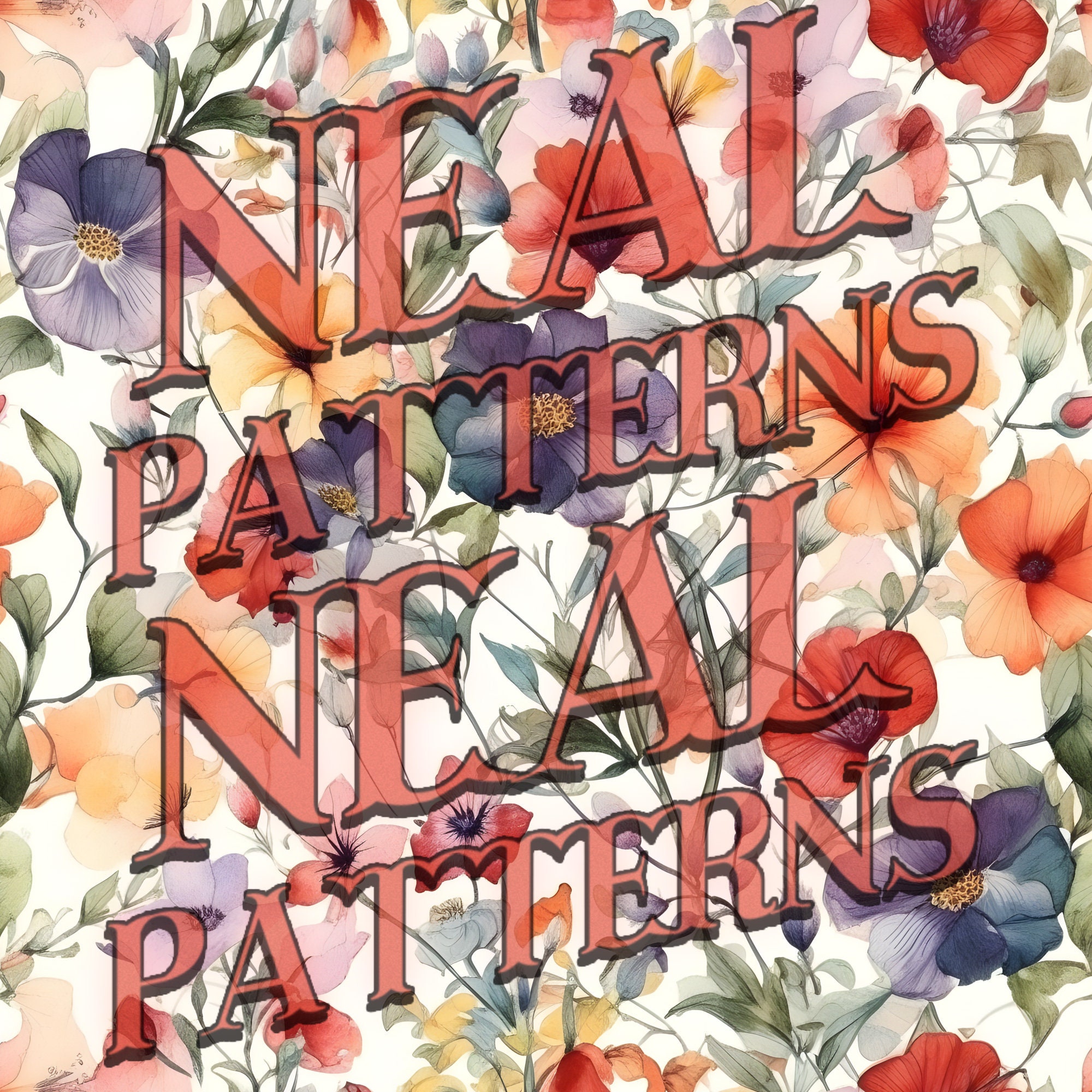 Seamless Digital Floral Patterns, White Background, 4096 X 4096 Pixels ...