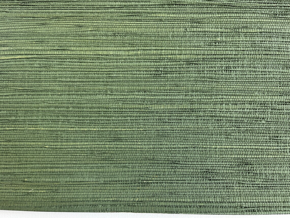 Natural Grasscloth Hemp Wallpaper Painted in Matte Noble Green Color ...