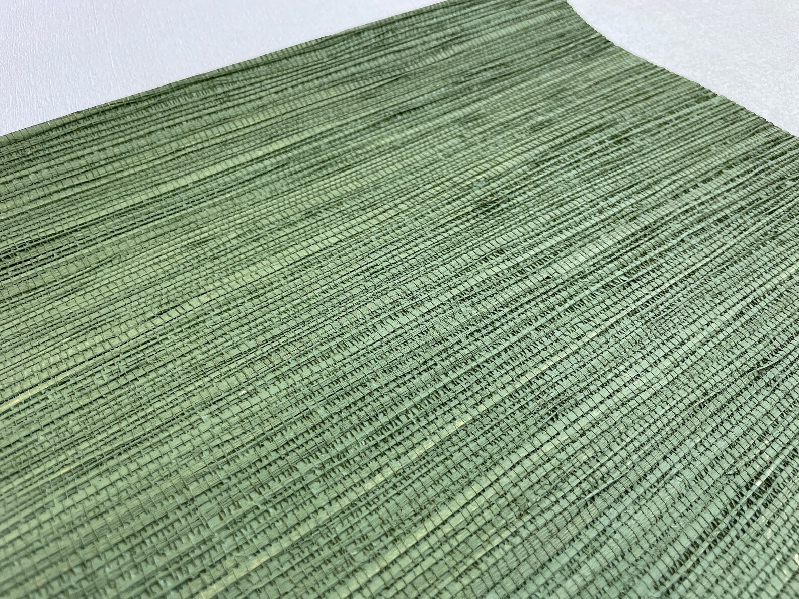 Natural Grasscloth Hemp Wallpaper Painted in Matte Noble Green Color ...