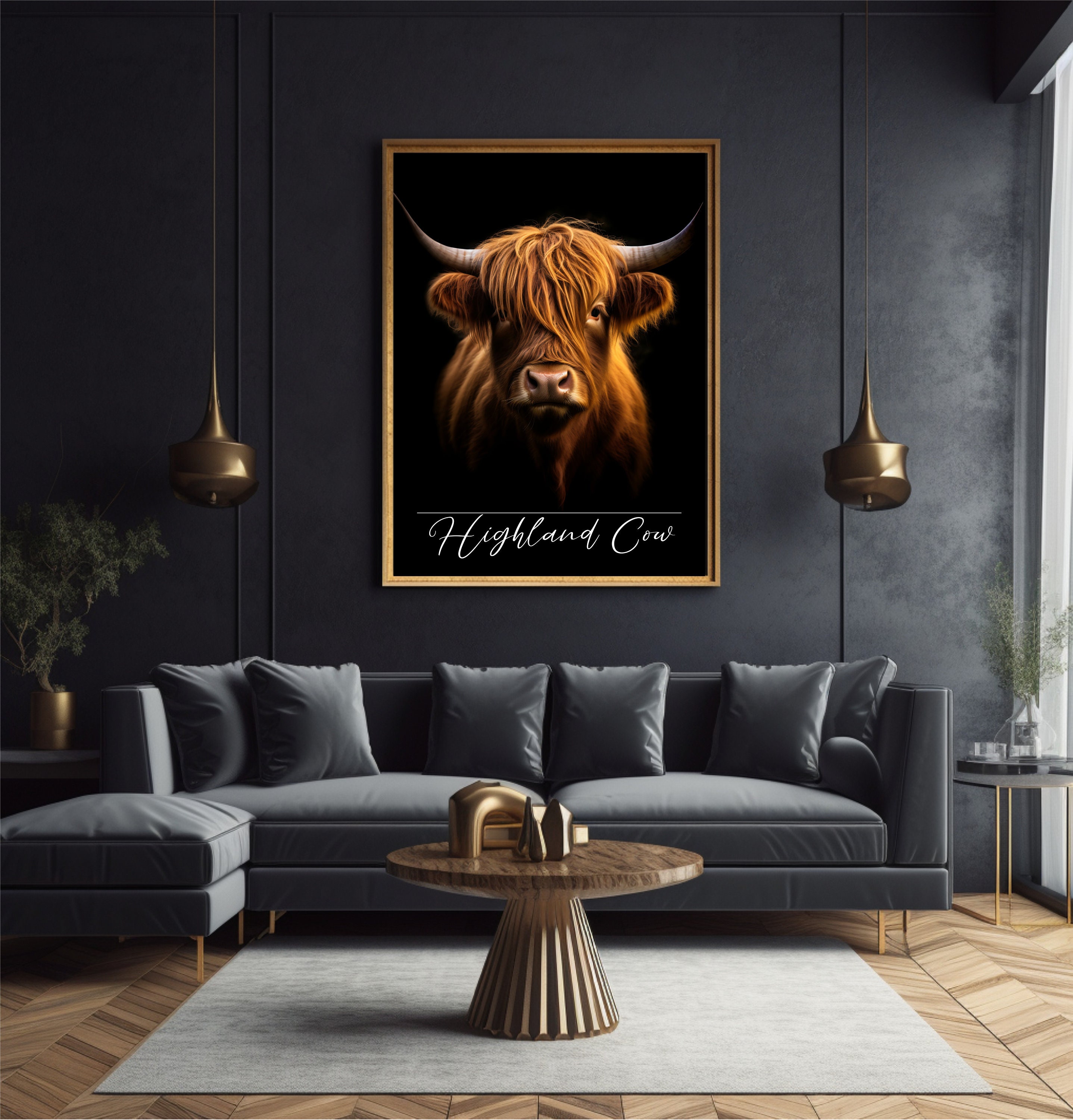 Highland Cow Wall Art Printable Rustic Wall Decor Animals Farmhouse ...