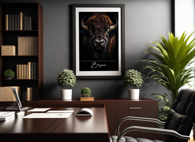 Bison Wall Art Printable Rustic Wall Decor Animals Farmhouse Decor ...