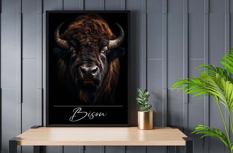 Bison Wall Art Printable Rustic Wall Decor Animals Farmhouse Decor ...