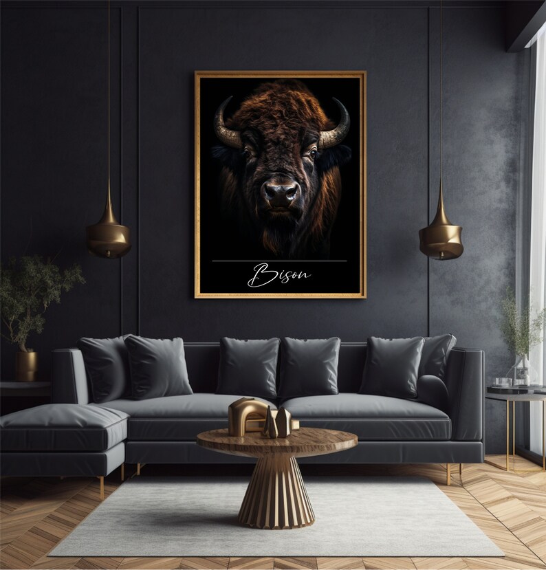 Bison Wall Art Printable Rustic Wall Decor Animals Farmhouse Decor ...