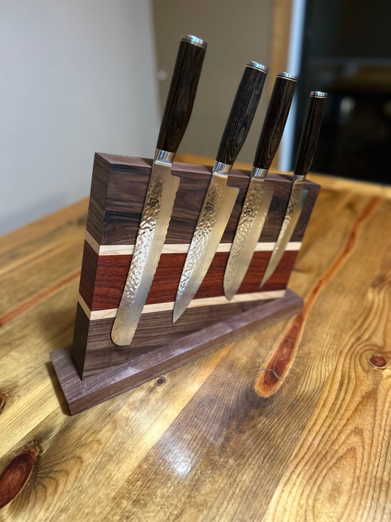Walnut Magnetic Knife Block - Etsy
