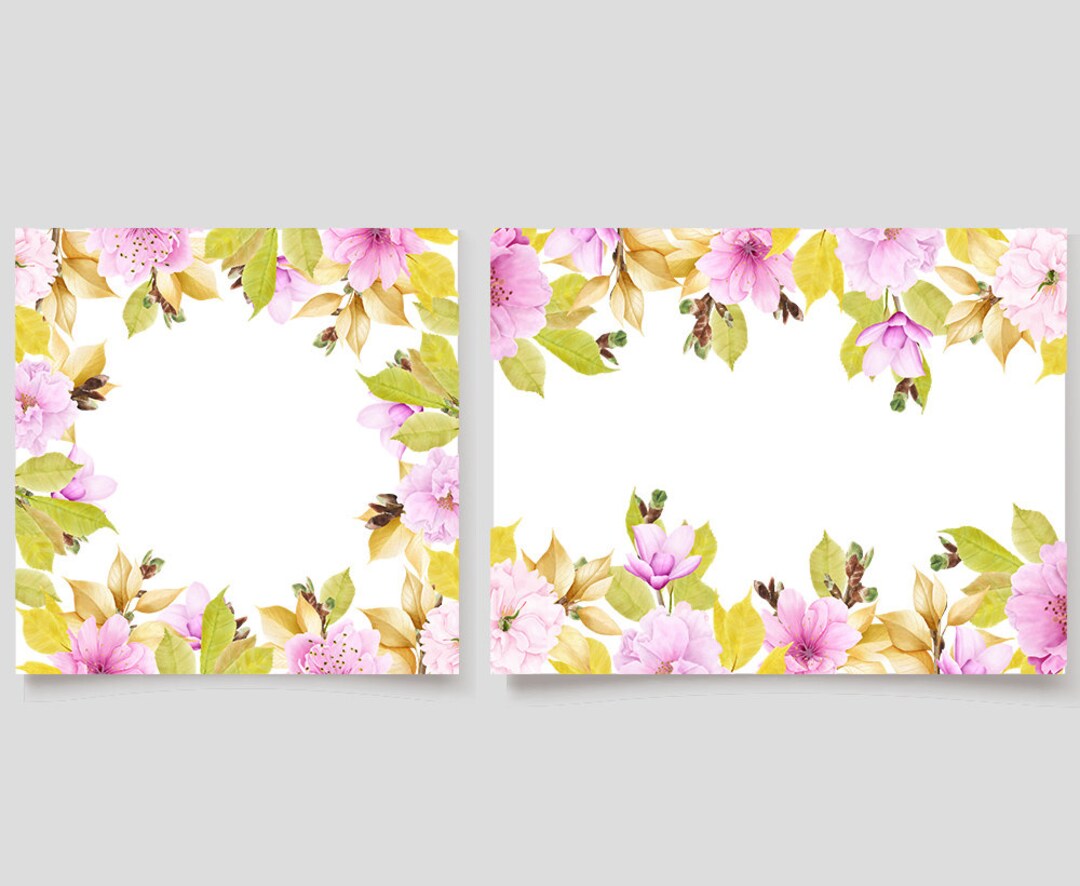 2x Flower Frame Leaves Frame Nature Frame Watercolor Frame - Etsy