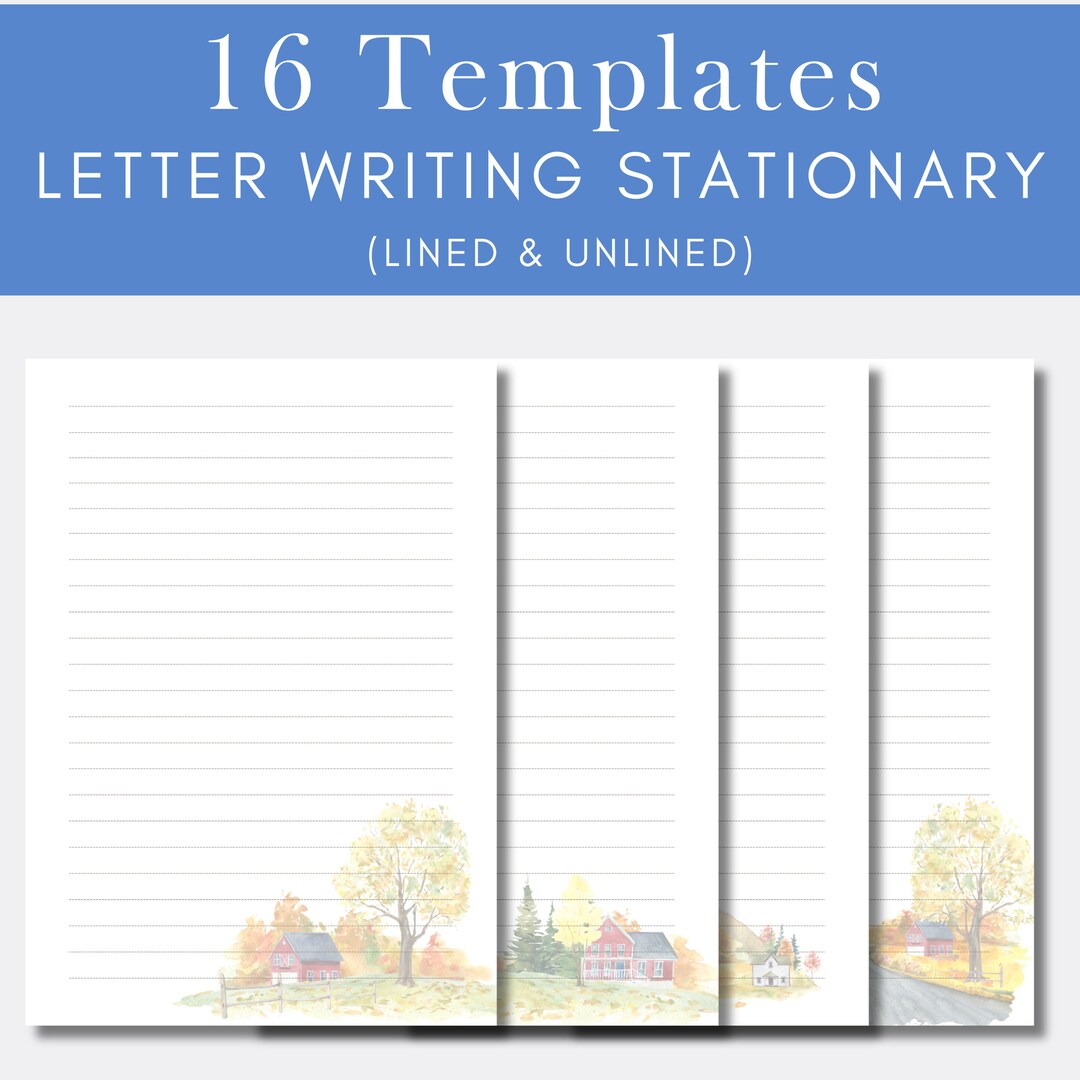Letter Writing Stationary Printable Digital Download Lined and Unlined ...