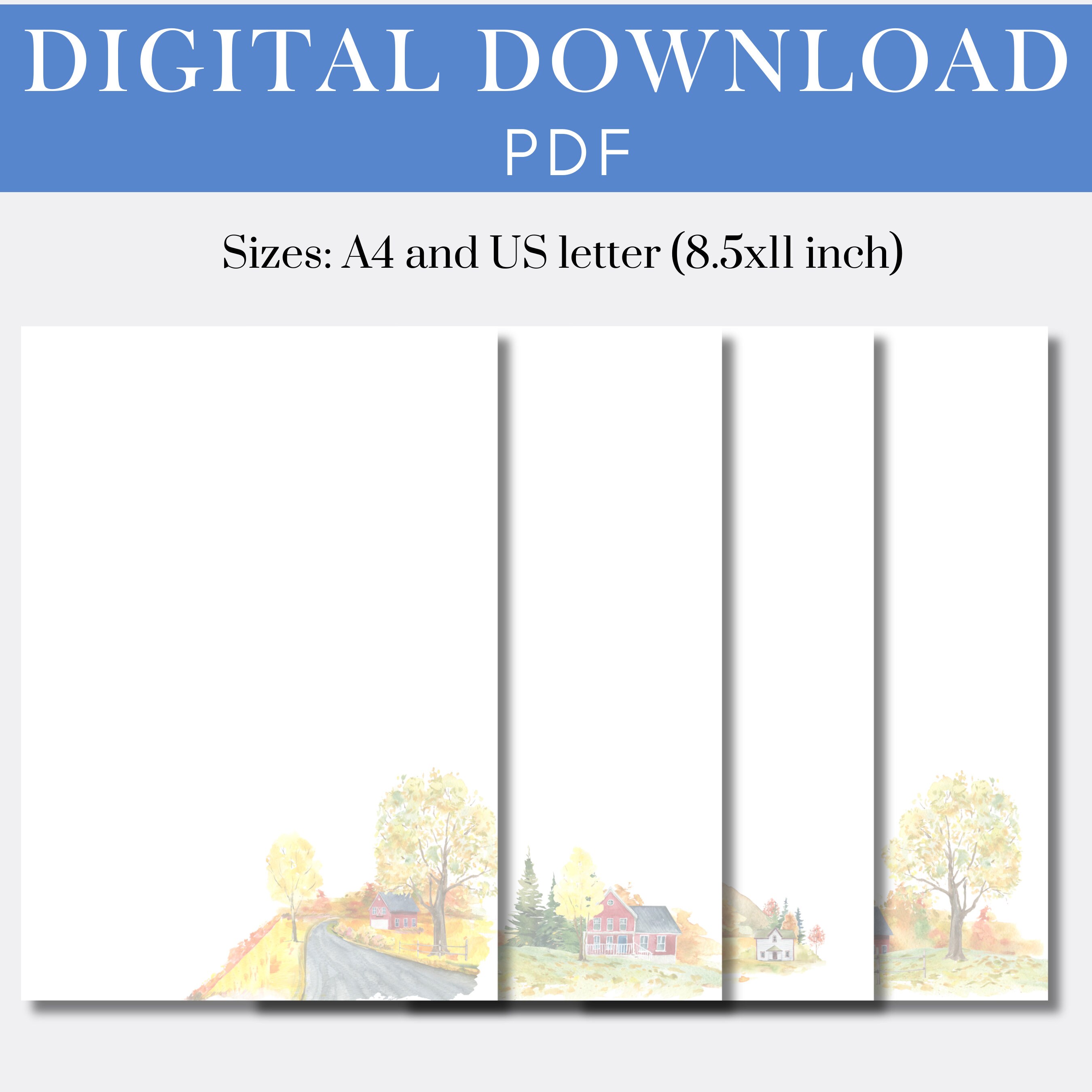 Letter Writing Stationary Printable Digital Download Lined and Unlined ...