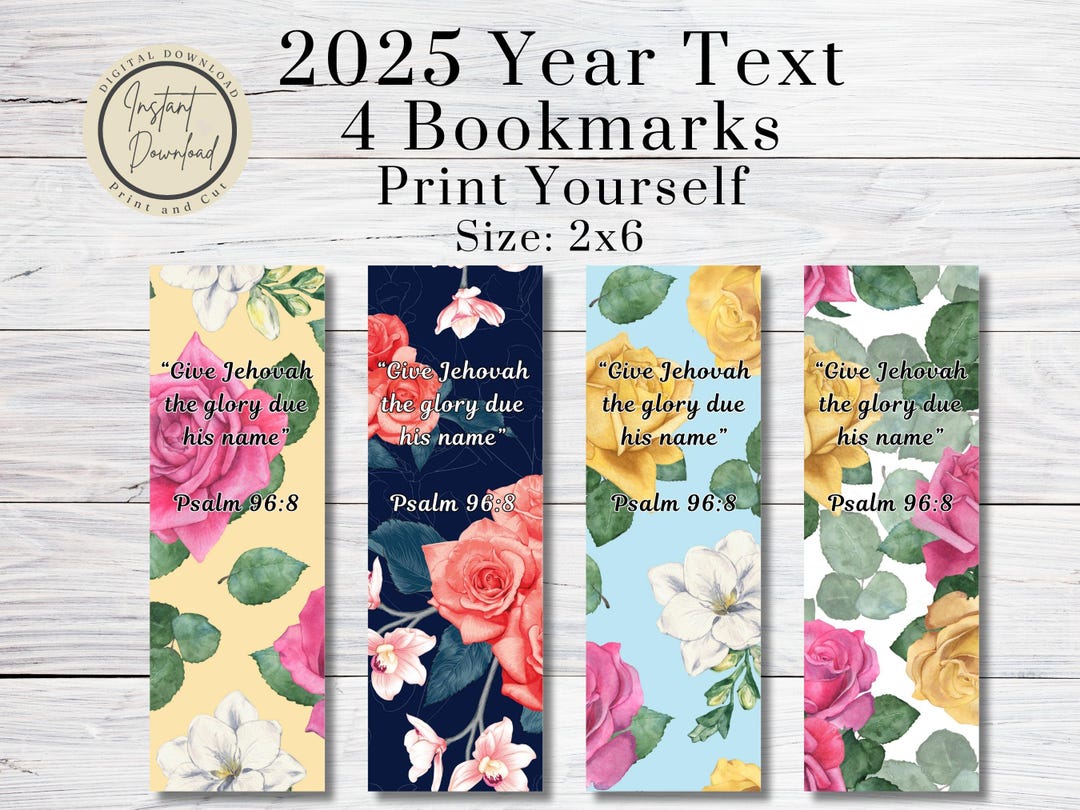 2025 Year Text Bookmark Printable Scripture Digital PDF Download 4 ...