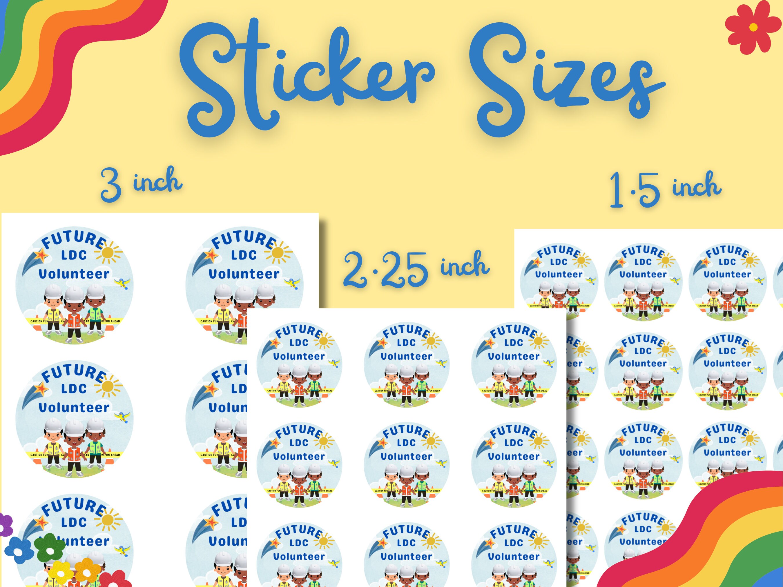 Printable LDC Stickers Button Pins Kids Colorful Clipart LDC Digital ...