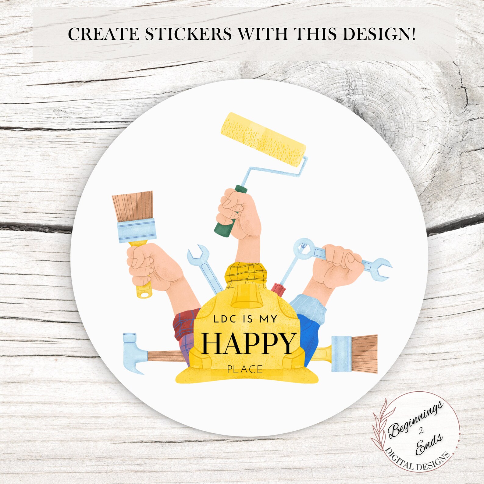 LDC Clipart Kids Art Round LDC Sticker Digital Download Painting Crew ...