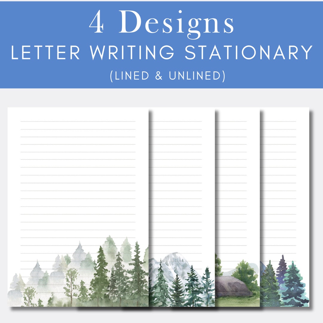 Mountain Scene Letter Writing Stationary Printable Download | A4 Lined ...