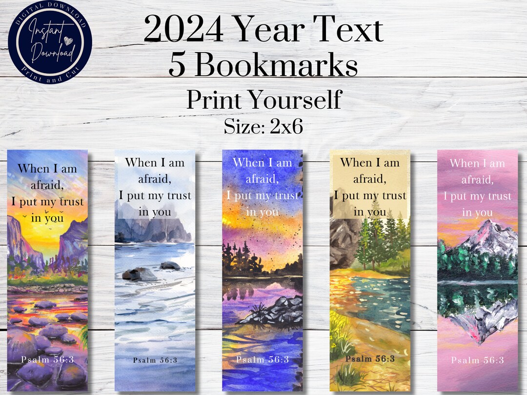 2024 Year Text Digital Bookmark Printable Scripture Bookmark Variety ...