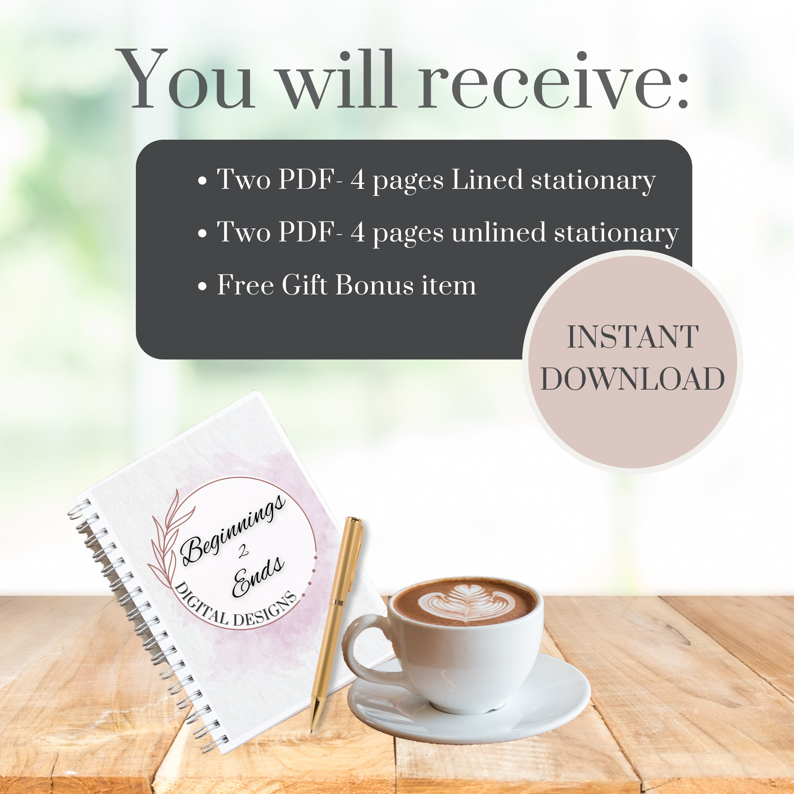 Letter Writing Stationary Printable Digital Download Lined and Unlined ...