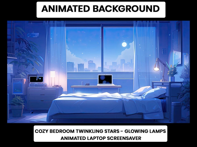 Animated Virtual Background for Vtubers Cozy Bedroom Stream Scene Lo-fi ...