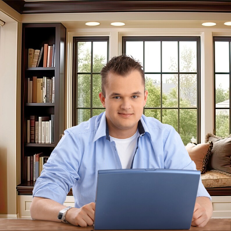 Zoom Bookshelf Backdrop, Zoom Professional Virtual Background, Home ...