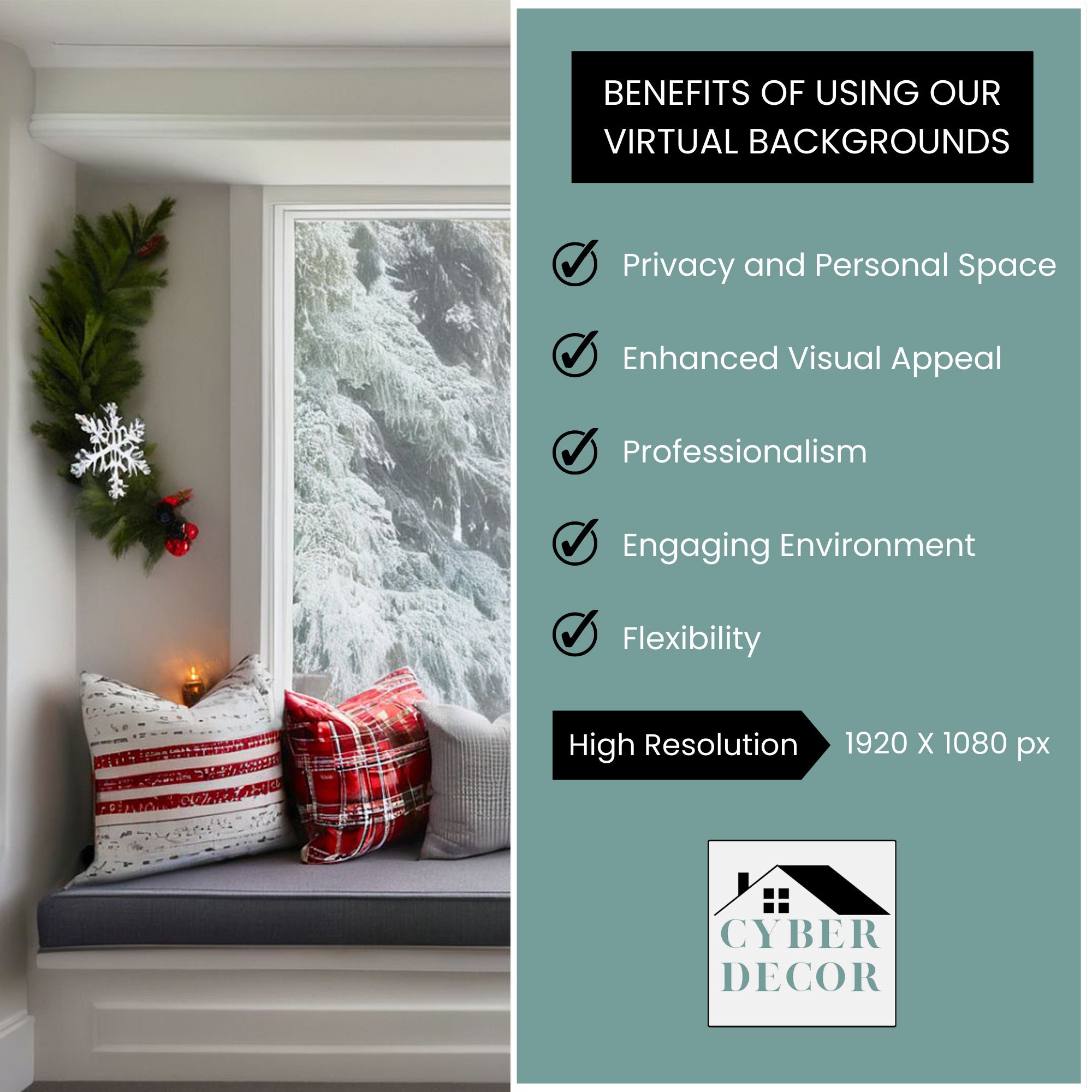 Christmas Virtual Background for Zoom,holiday Winter Zoom Background ...