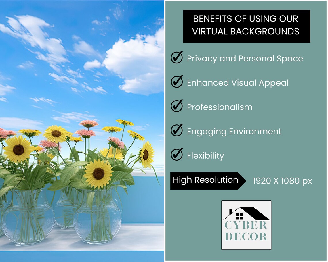 Zoom Background Botanical, Garden Backdrop, Zoom Work From Home Decor ...