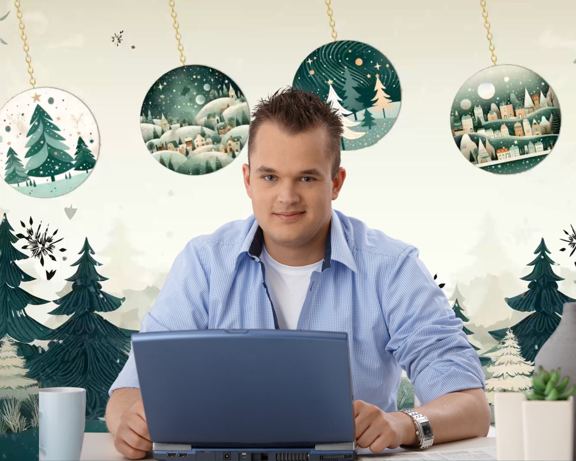 Virtual Animated Holiday Background, Zoom Christmas Festive Winter ...