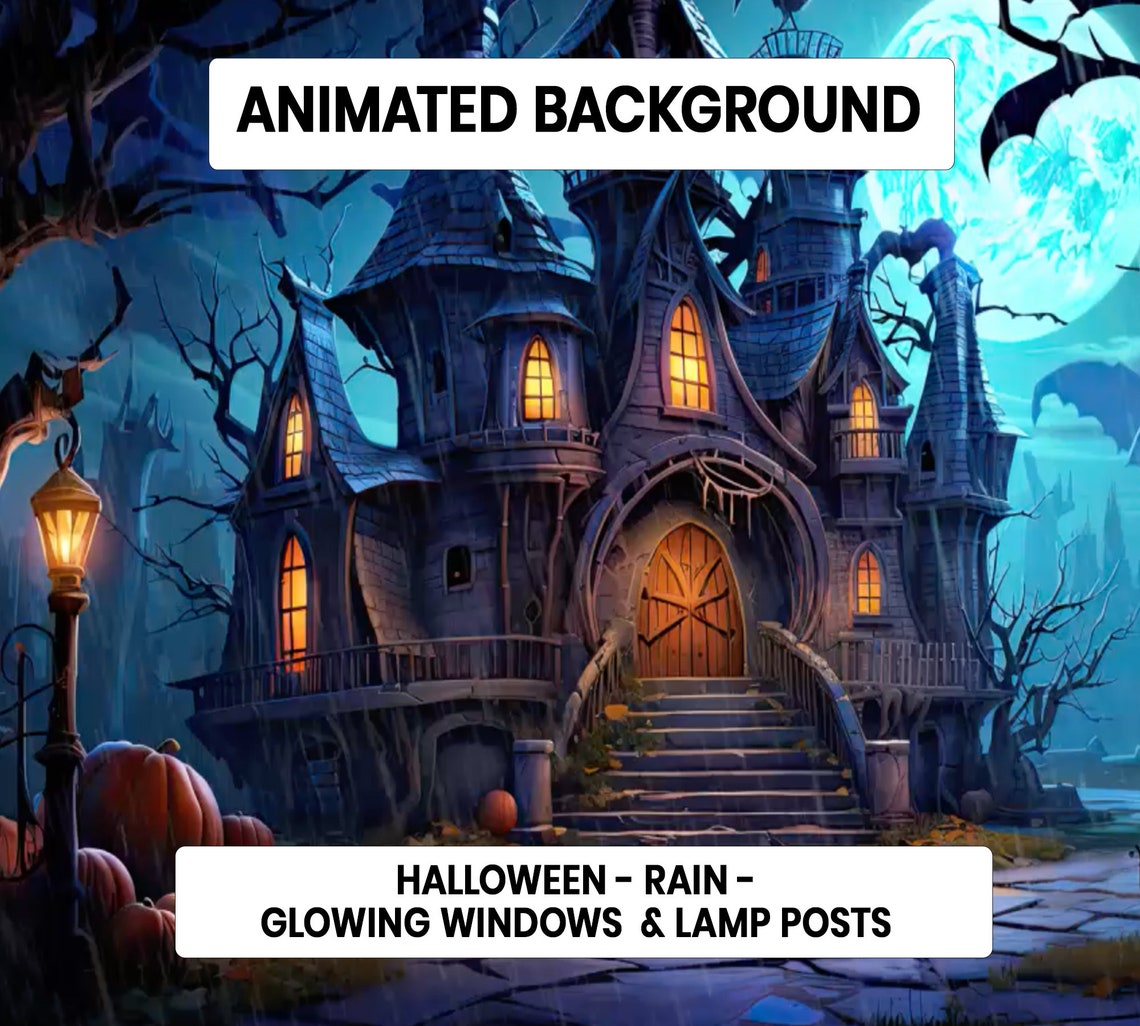 Vtuber Halloween Background, Twitch Halloween Overlay, Vtuber Animated ...